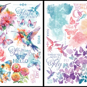 Graphic 45 Flight of Fancy Ephemera Assortment, Chipboard Tag & Frames, or Rub-on Transfers ...