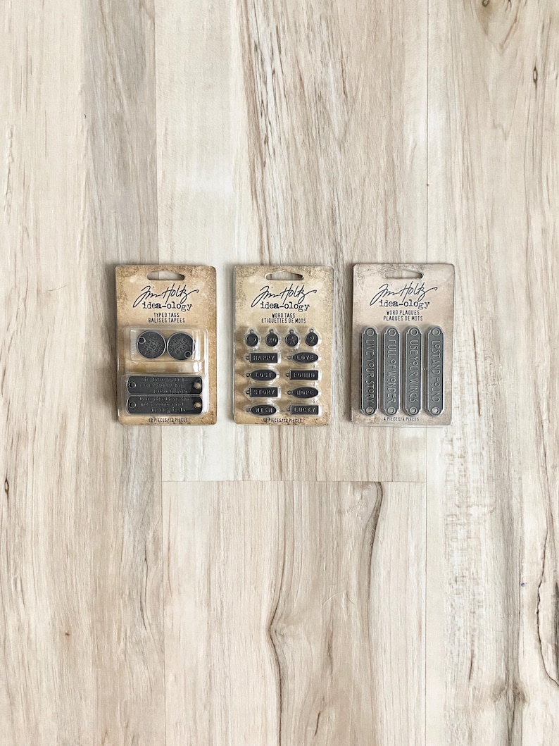 Tim Holtz Idea-ology Word Plaques, Typed Tags or Word Tags, Metal ...