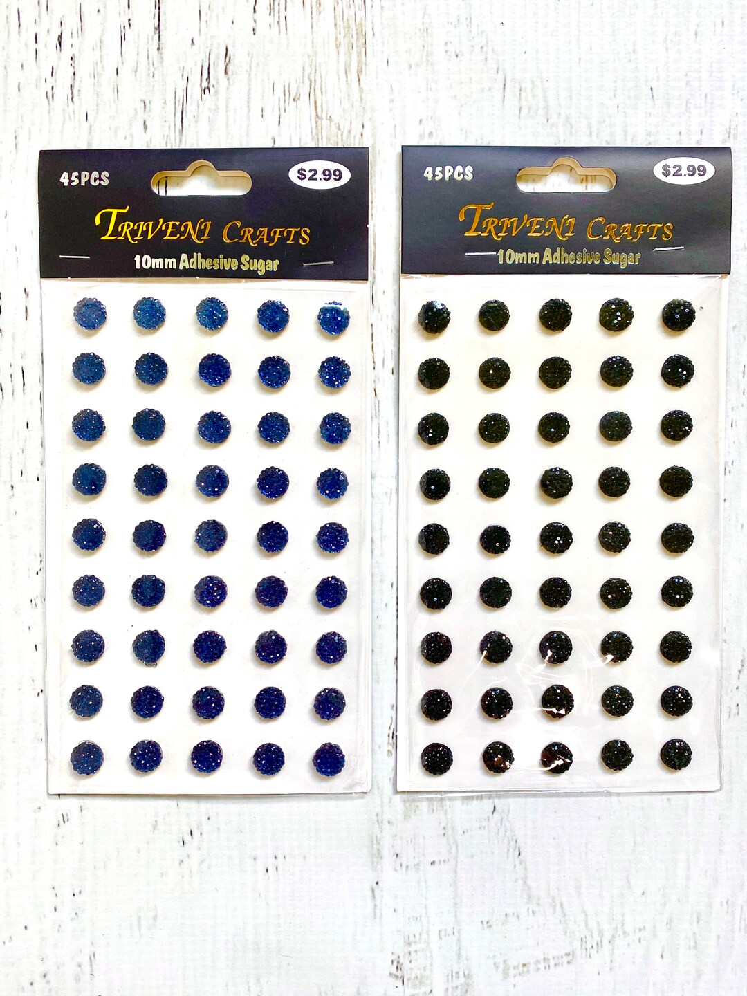 Triveni Crafts 10mm Adhesive Sugar, Dark Blue or Black, 45 Pc, Card ...