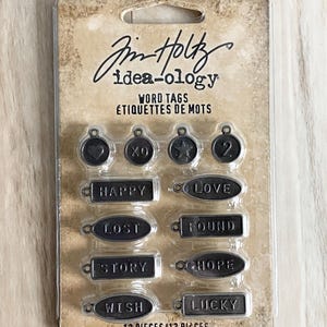 Tim Holtz Idea-ology Word Plaques, Typed Tags or Word Tags, Metal ...