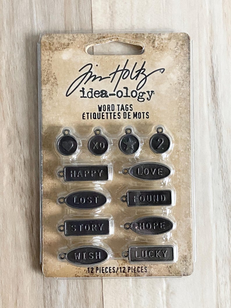 Tim Holtz Idea-ology Word Plaques, Typed Tags or Word Tags, Metal ...
