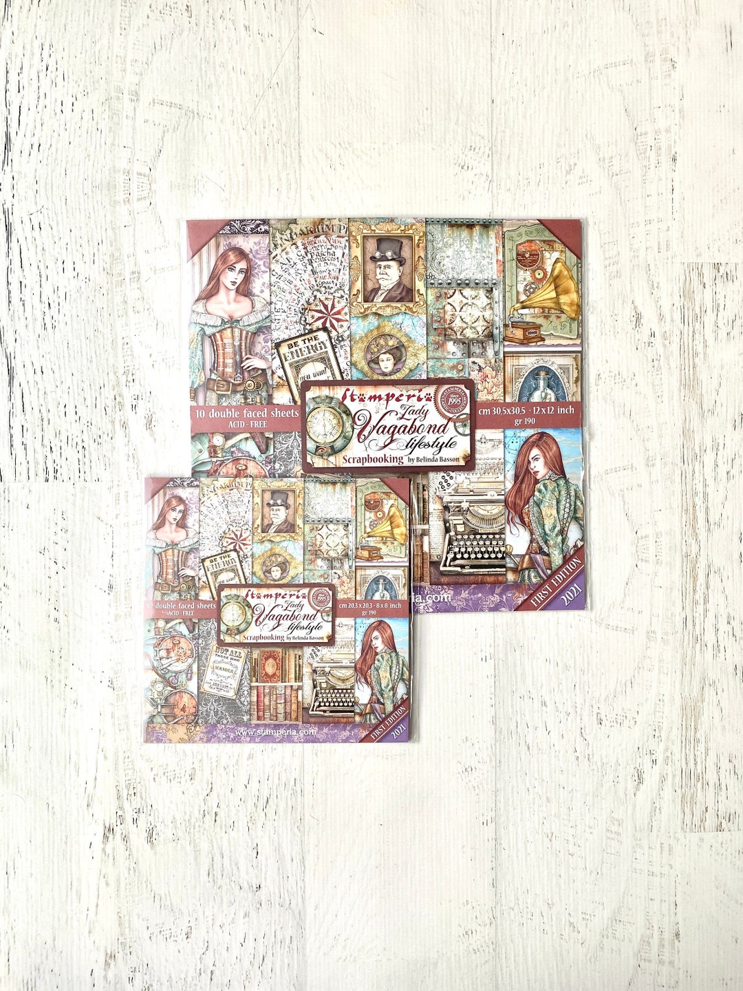 Stamperia Lady Vagabond Paper Collection, 12x12" or 8x8", 10 Dbl-sided ...