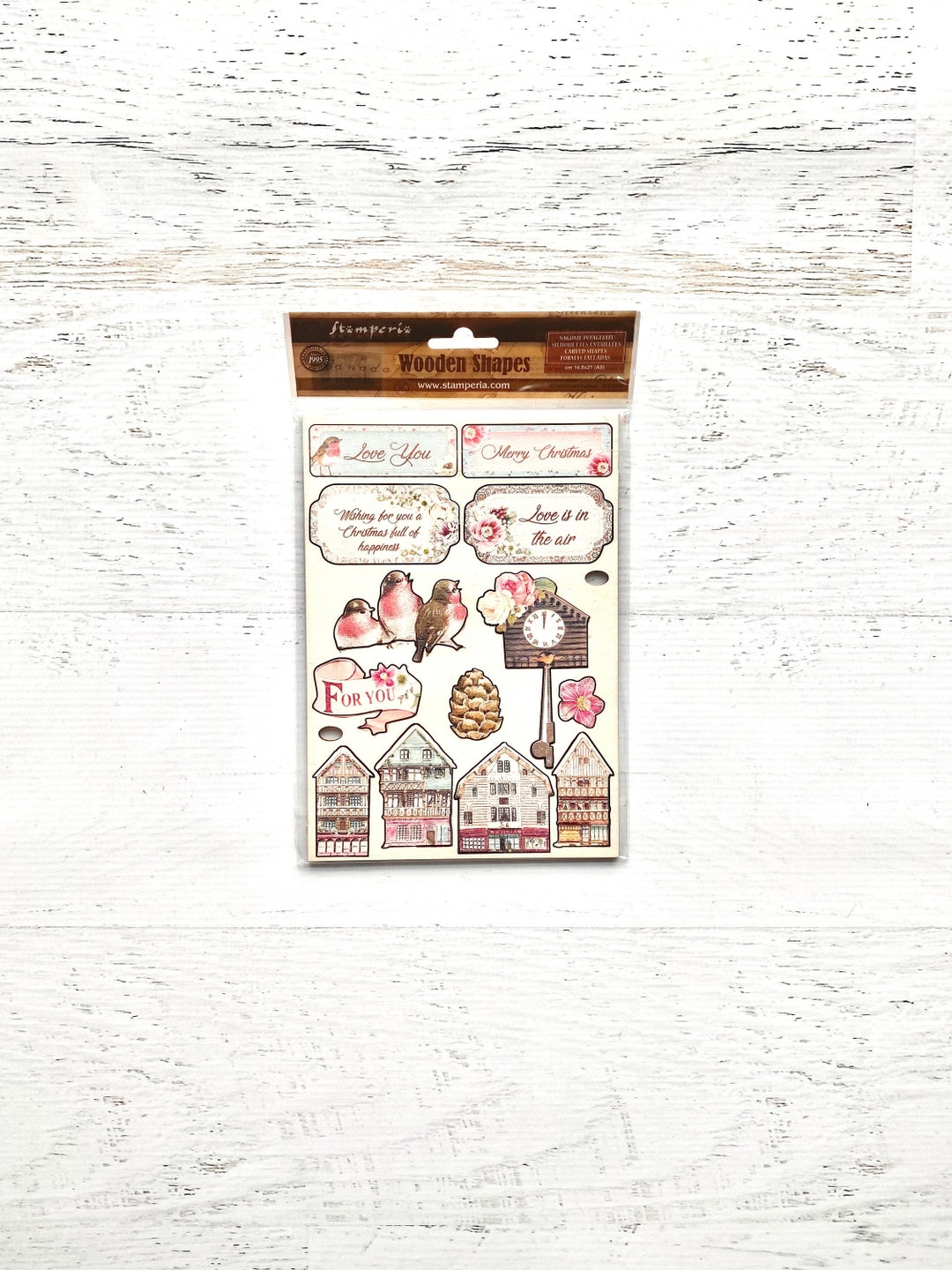 Stamperia Sweet Winter Colored Wood Embellishments Shapes, Scrapbooking ...