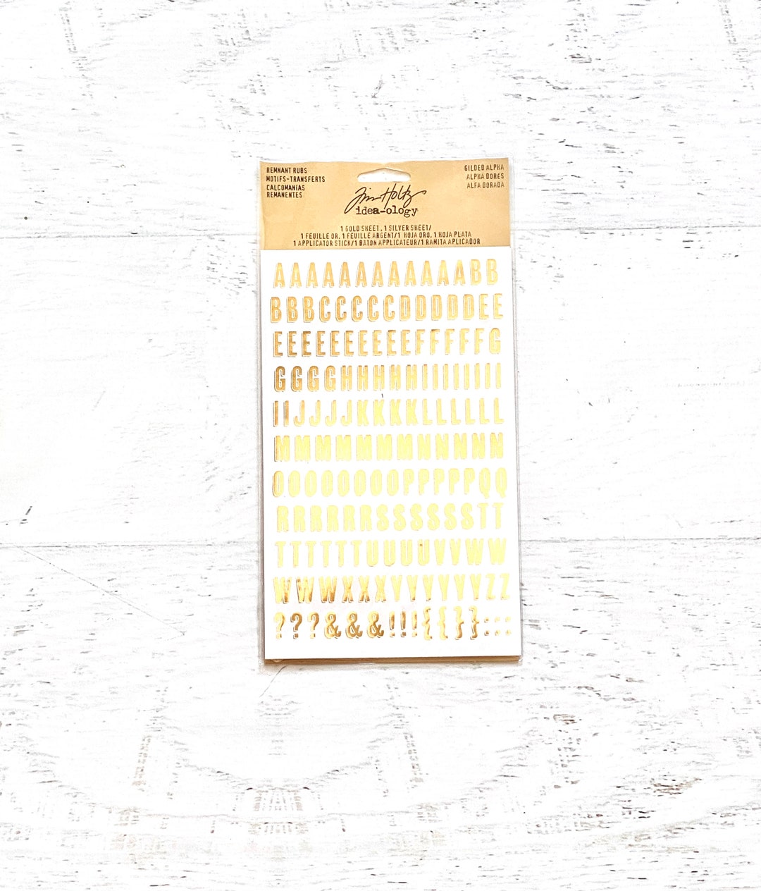 Tim Holtz Idea-ology Remnant Rubs, Gold & Silver Alphas, 1 Pg Ea ...