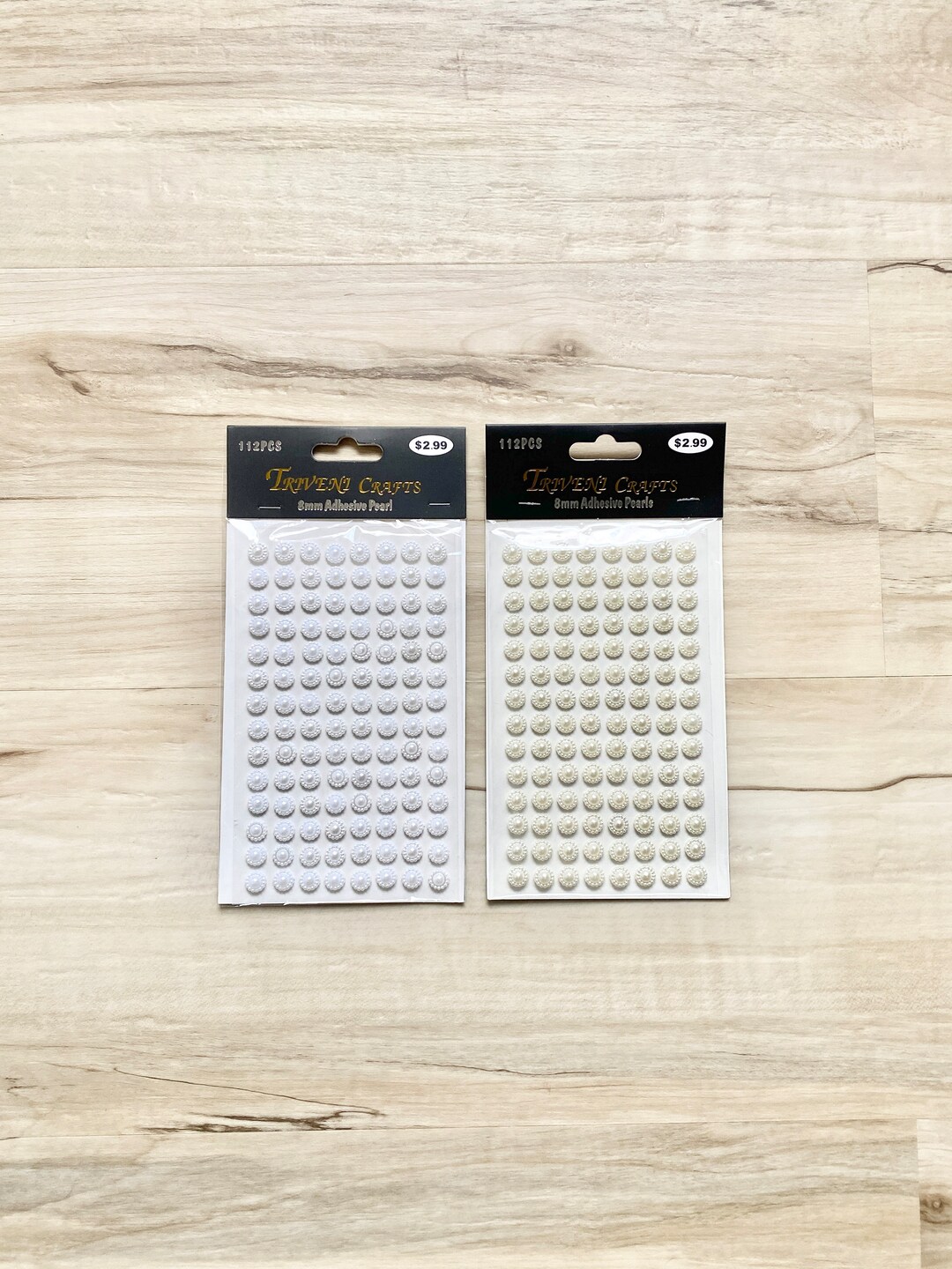 Triveni Crafts 8 Mm Adhesive Pearls, 112 Pcs, White or Ivory, Cards ...
