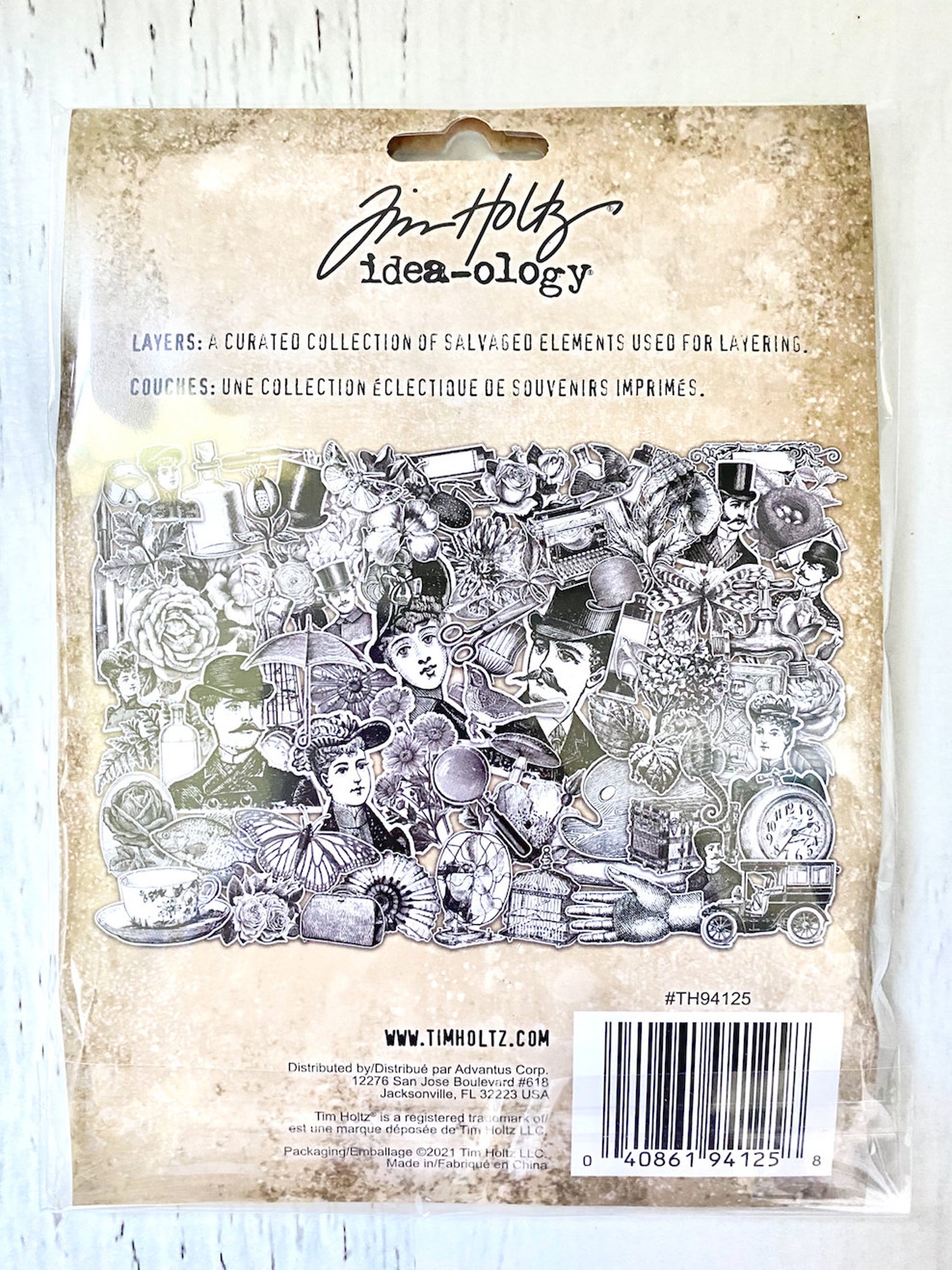 Tim Holtz, Ideaology, Layers Engraving, Vintage Black and White Heavy ...