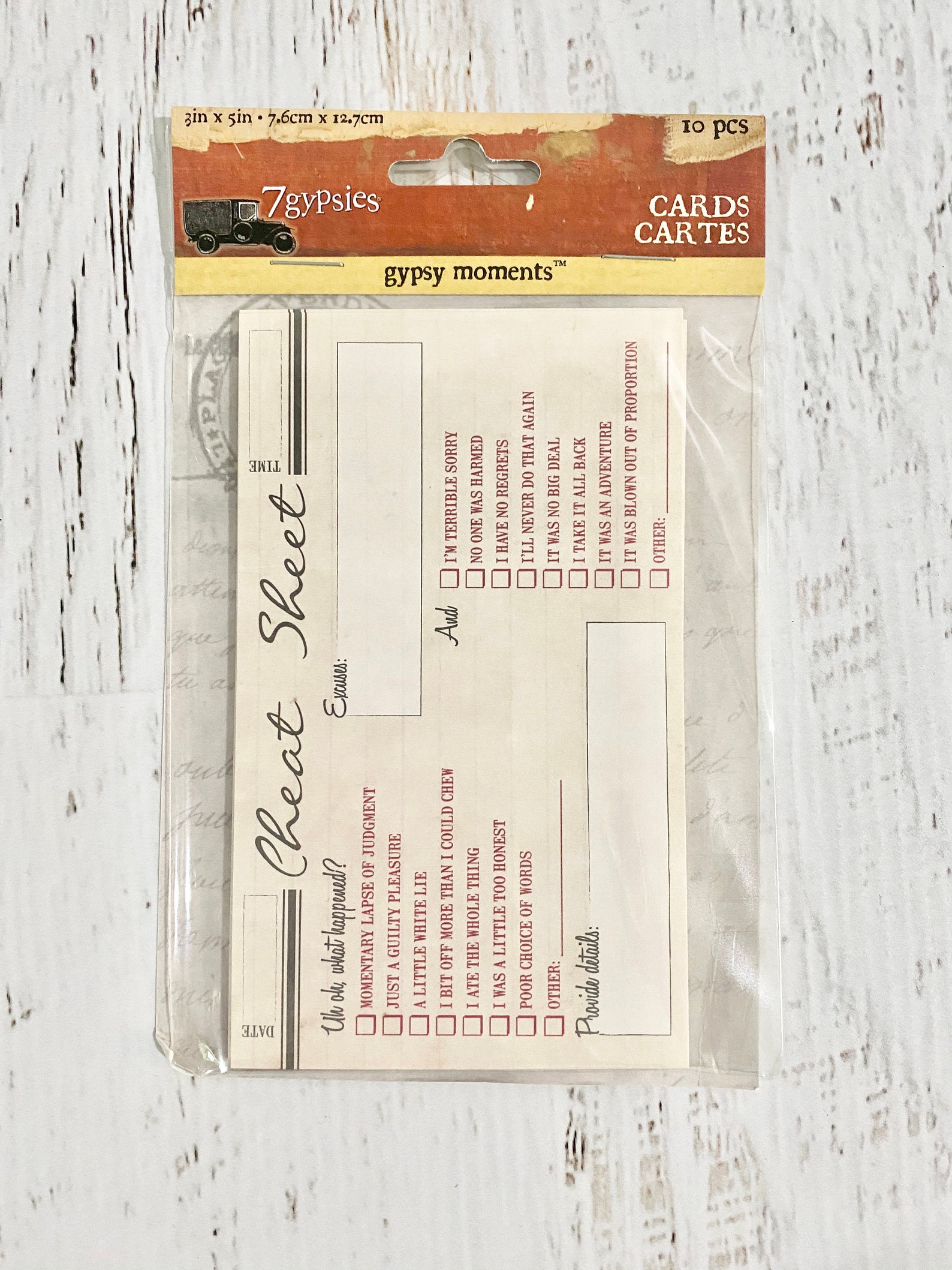 7 Gypsies Gypsy Moments Cards, Cheat Sheet, 3x5, 10 Pcs, Vintage Style ...