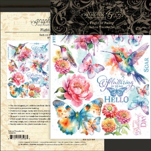 Graphic 45 Flight of Fancy Ephemera Assortment, Chipboard Tag & Frames, or Rub-on Transfers ...