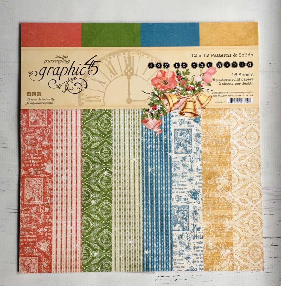 Graphic 45 Joy to the World Patterns & Solids Paper Pad, 16 Sheets ...