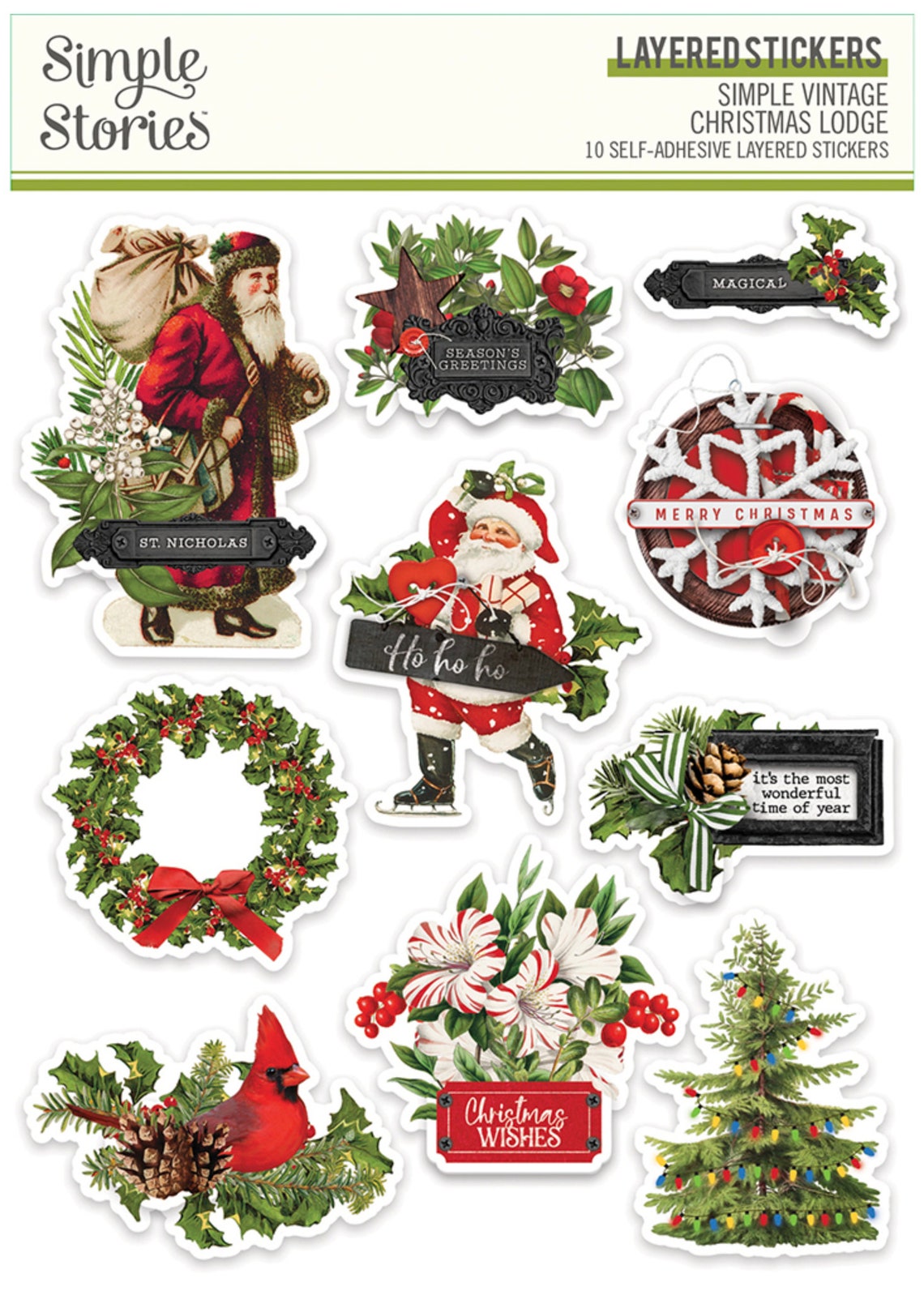 Simple Stories Simple Vintage Christmas Lodge Foam or Layered Stickers ...