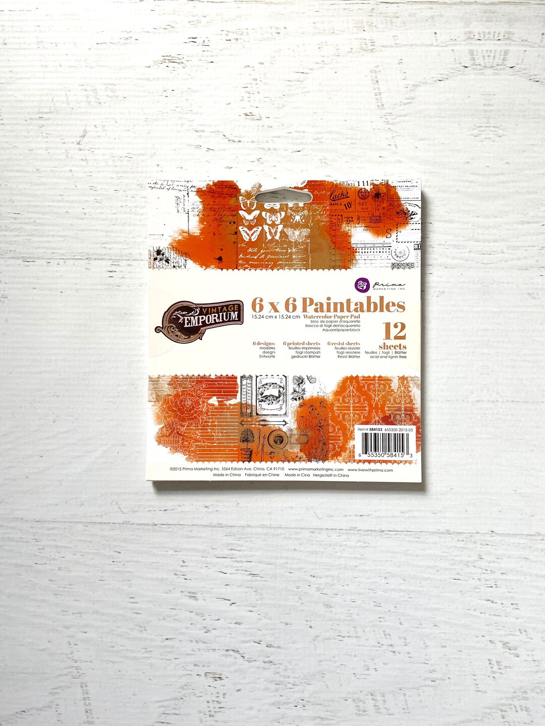 Prima Vintage Emporium Printables, Watercolor 6x6 Paper Pad, 12 Sheets ...
