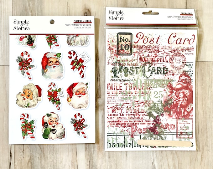 Simple Stories Simple Vintage Dear Santa Sticker Book or Rub Ons ...