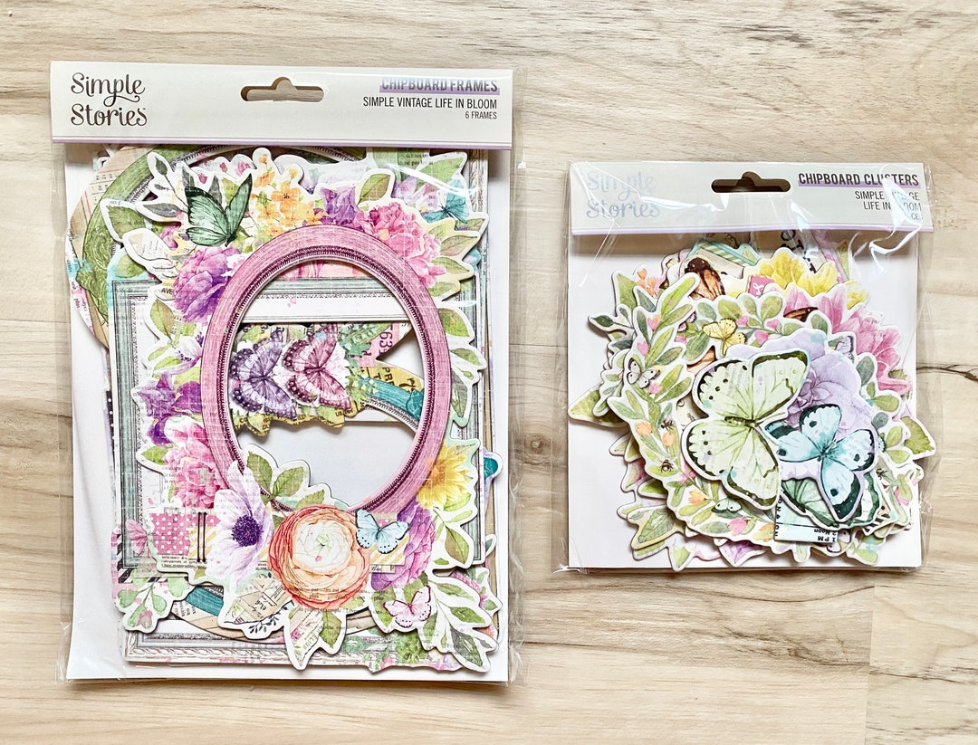 Simple Stories Simple Vintage Life in Bloom Chipboard Frames, Chipboard Clusters, Card Making ...
