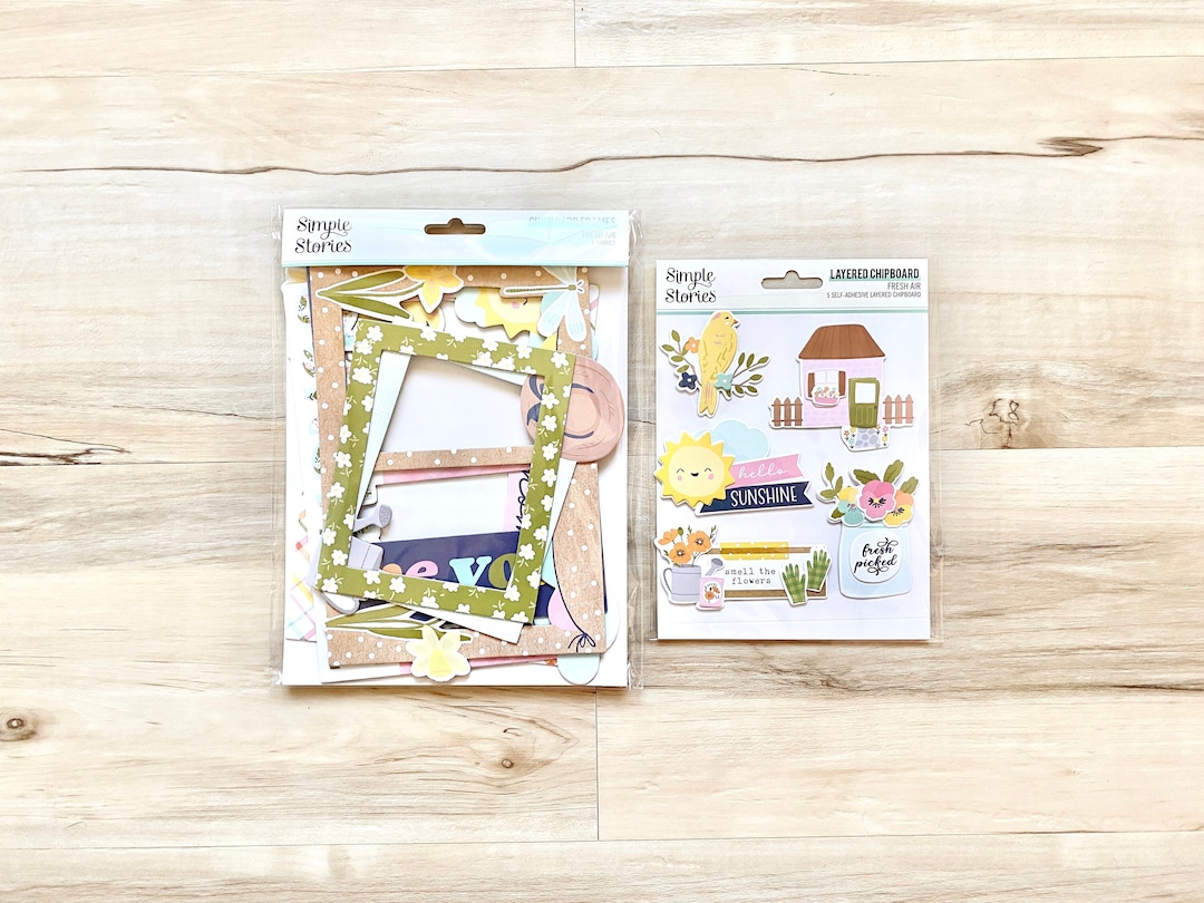 Simple Stories Fresh Air Chipboard Frames, or Layered Stickers, Spring Holiday Paper Crafting ...