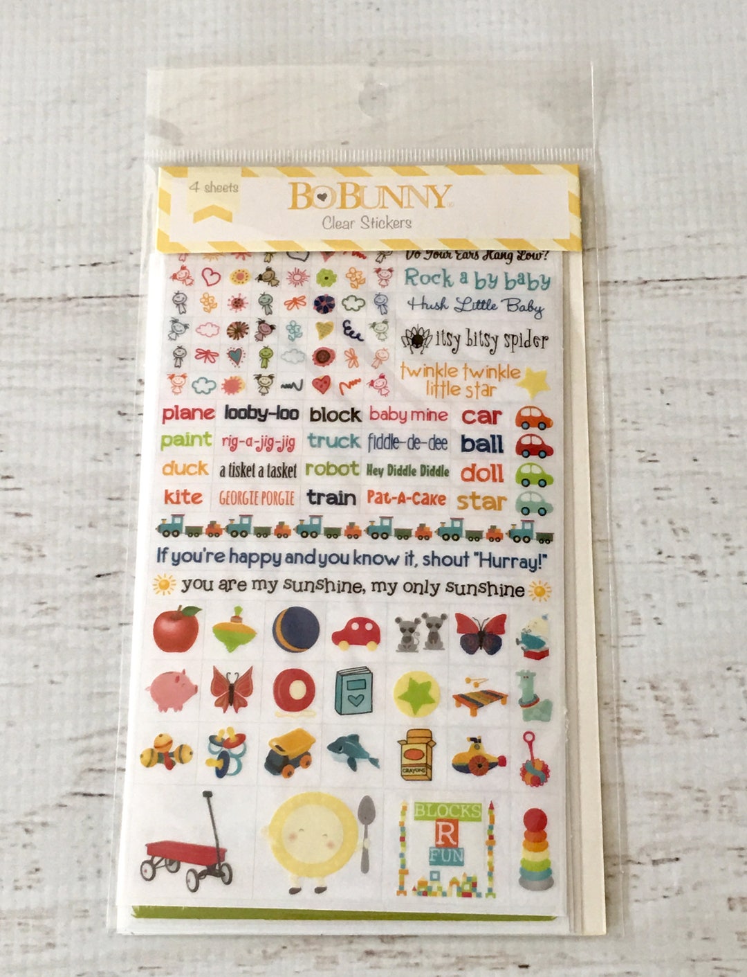Bo Bunny Clear Stickers, Play Time, 4 Sheets, for Scrapbooking, Card ...
