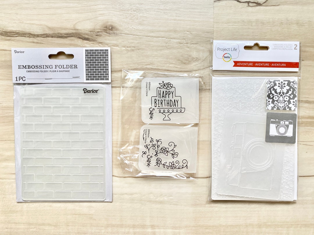 Embossing Folder Set, American Crafts Damask/camera, Darice Brick Wall ...