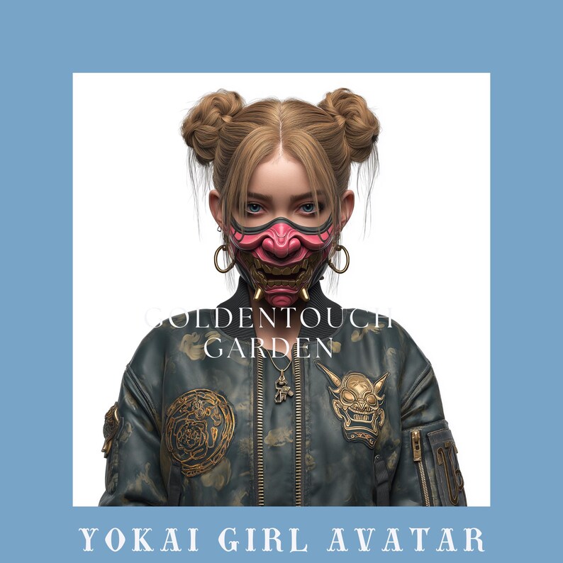 Masked Vtuber|yokai|pngtuber Anime Girl Avatar | Cyberpunk Oni Mask ...