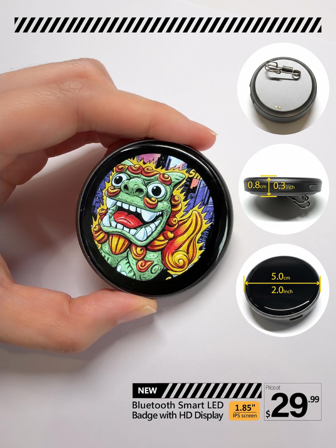 Programmable LED Badge, Bluetooth Digital Display Pin for Streamers ...