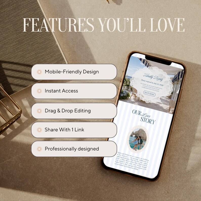 Beach Wedding Website Template With RSVP, Coastal Elegant Design (canva ...