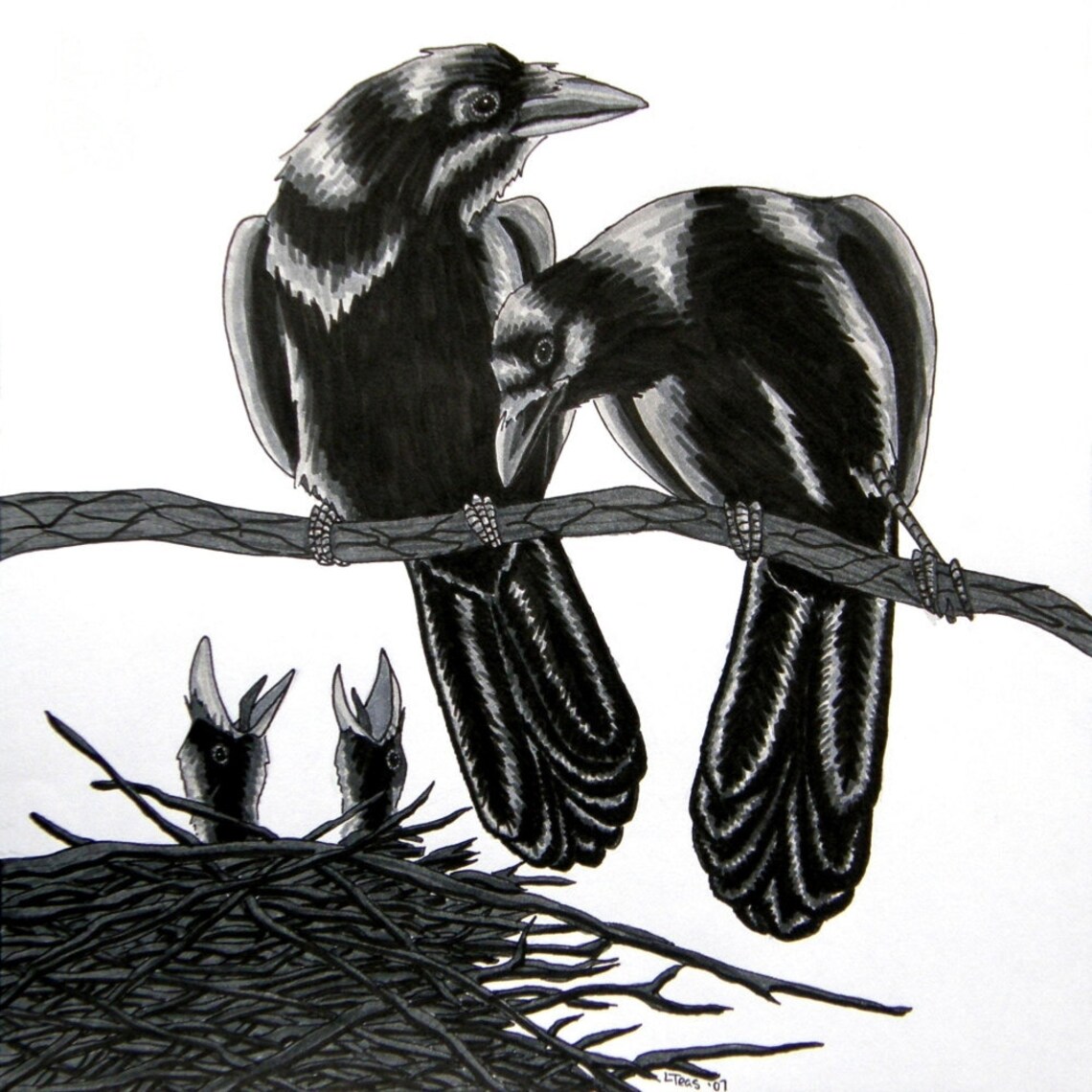 Four for A Birth Raven Poem Archival Art Print | Etsy