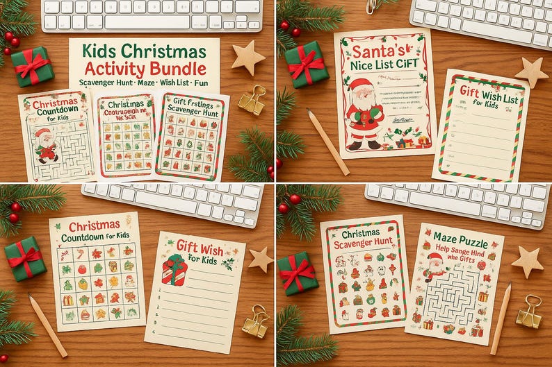 Kids Christmas Activity Bundle – Holiday Maze, Scavenger Hunt ...