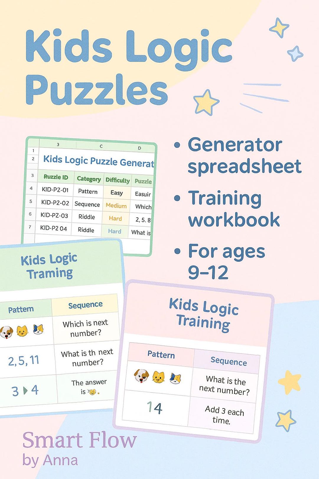Kids Logic Puzzle Bundle | Generator & Workbook (ages 9-12) (digital ...