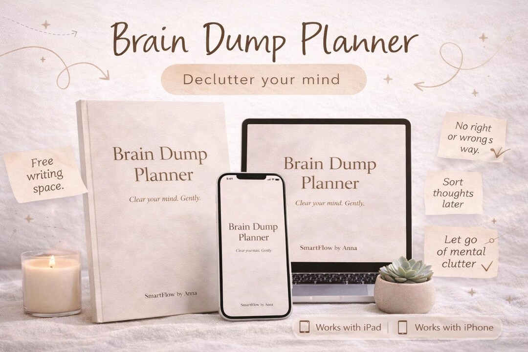 Brain Dump Planner | Declutter Your Mind | Digital & Printable Journal ...