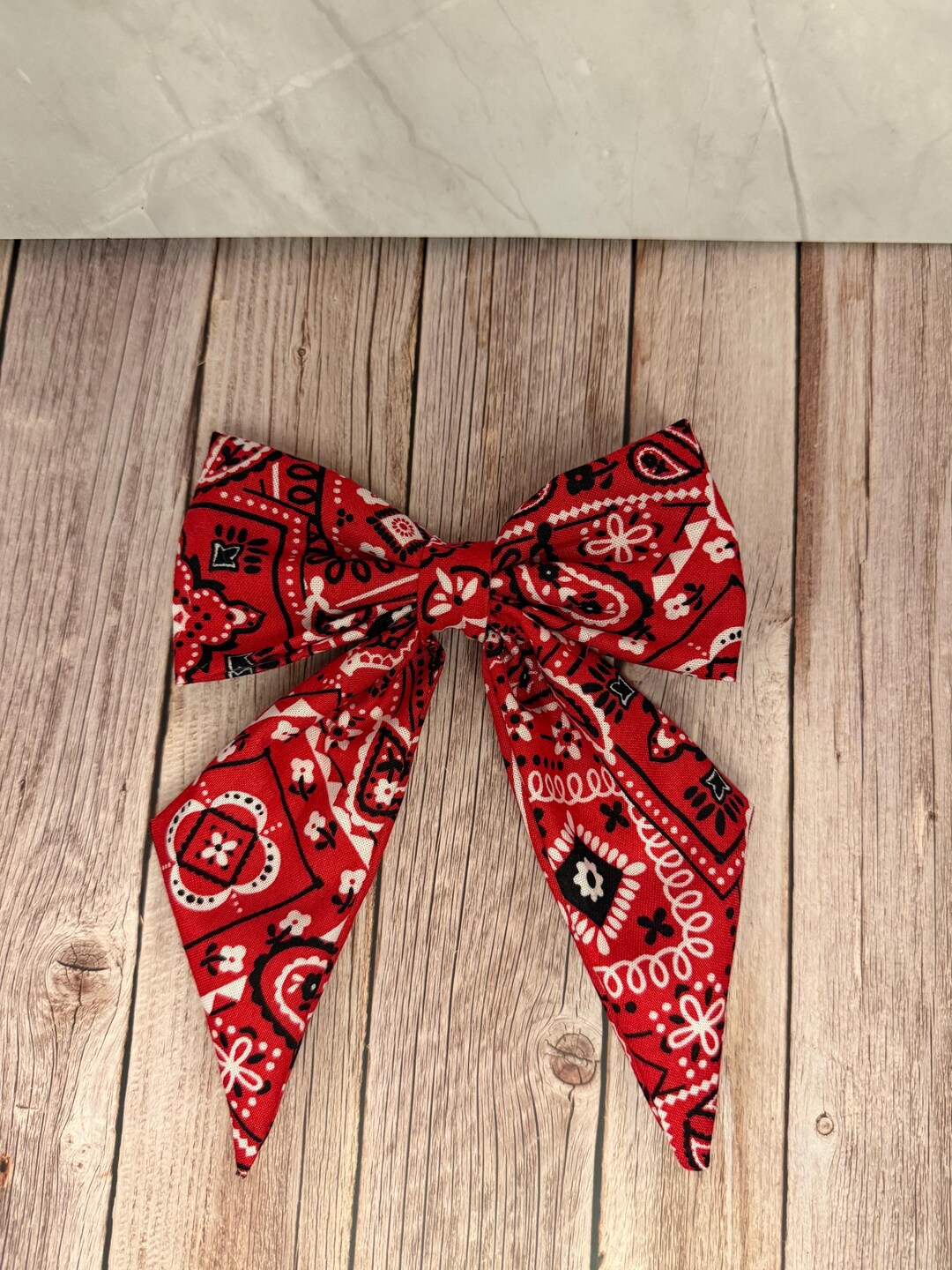Red Bandana Bow Set | Western Cowgirl Hair Accessories - Etsy