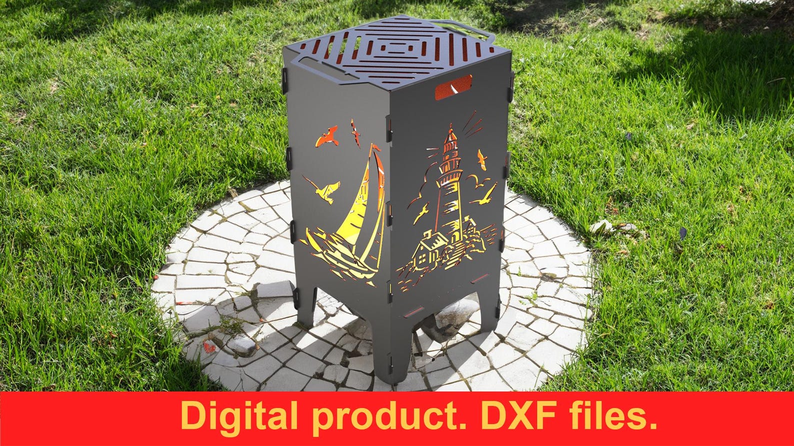Lighthouse and Sailboat Fire Pit Grill DXF Files for Plasma, Laser, CNC ...