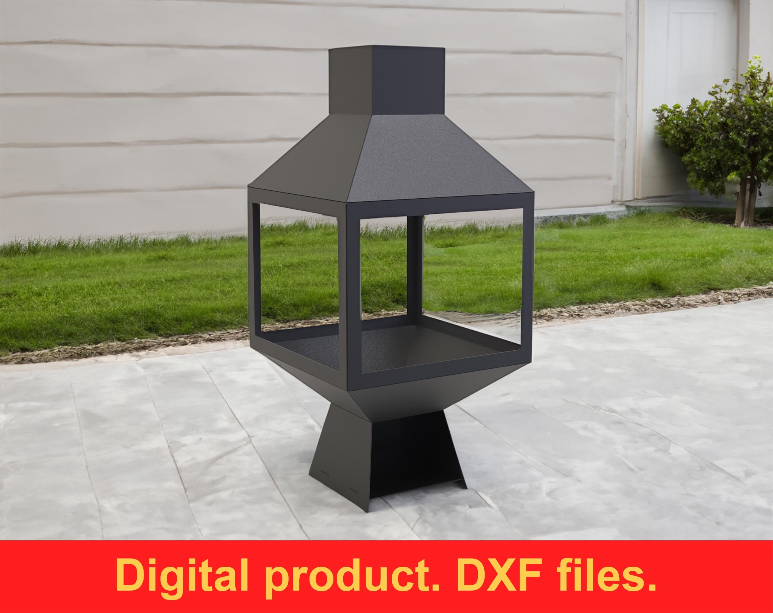 Open Space Fire Pit H-63", Garden Fireplace DXF Files for Plasma, Laser ...