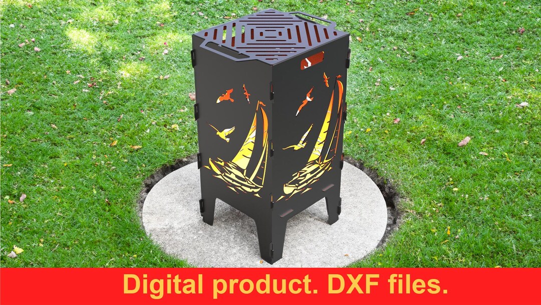 Sailboat Fire Pit Grill DXF Files for Plasma, Laser, CNC. Fire Basket ...