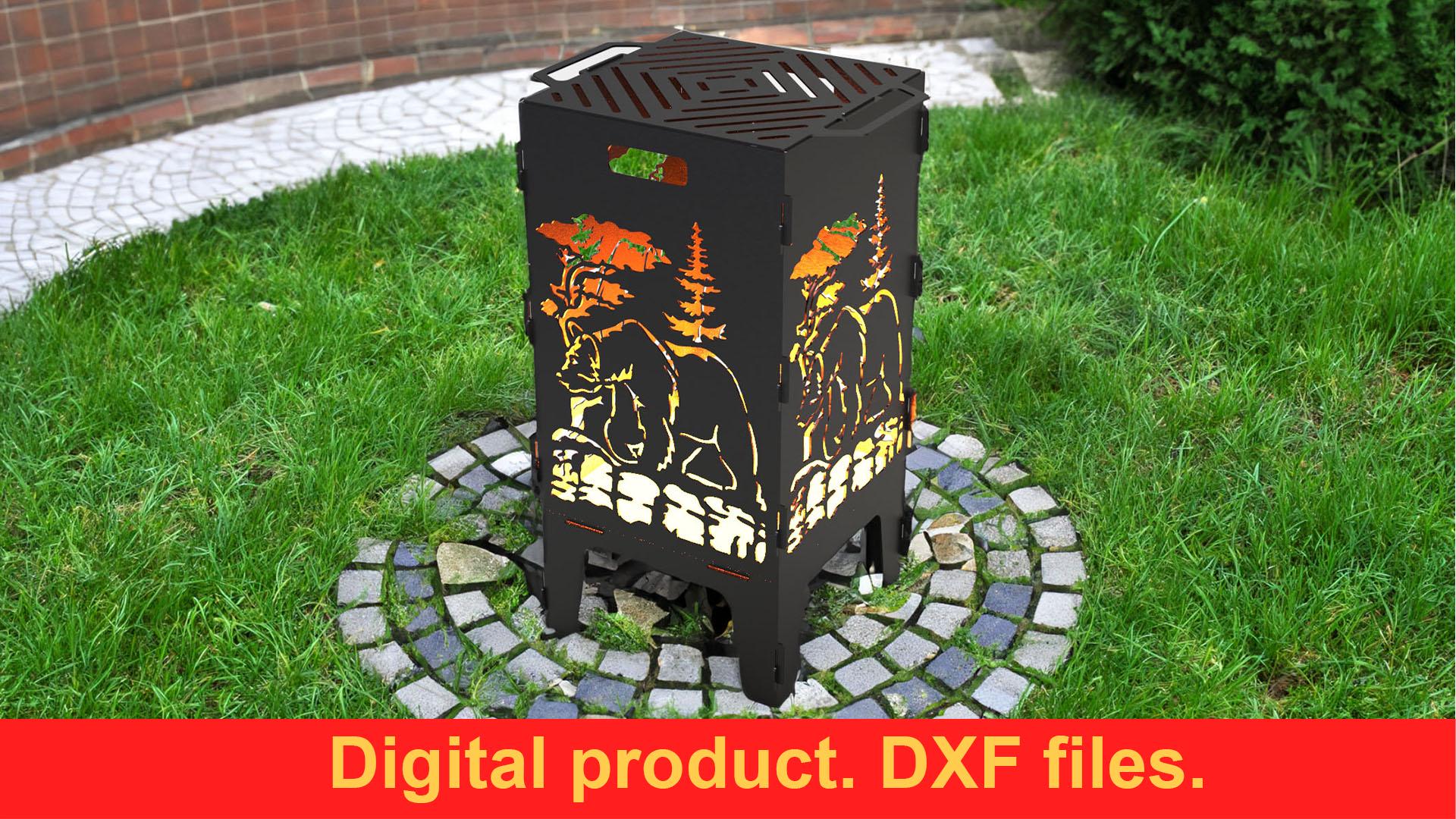 Bear Fire Pit Grill DXF Files for Plasma, Laser, Water Cut, CNC. Fire ...