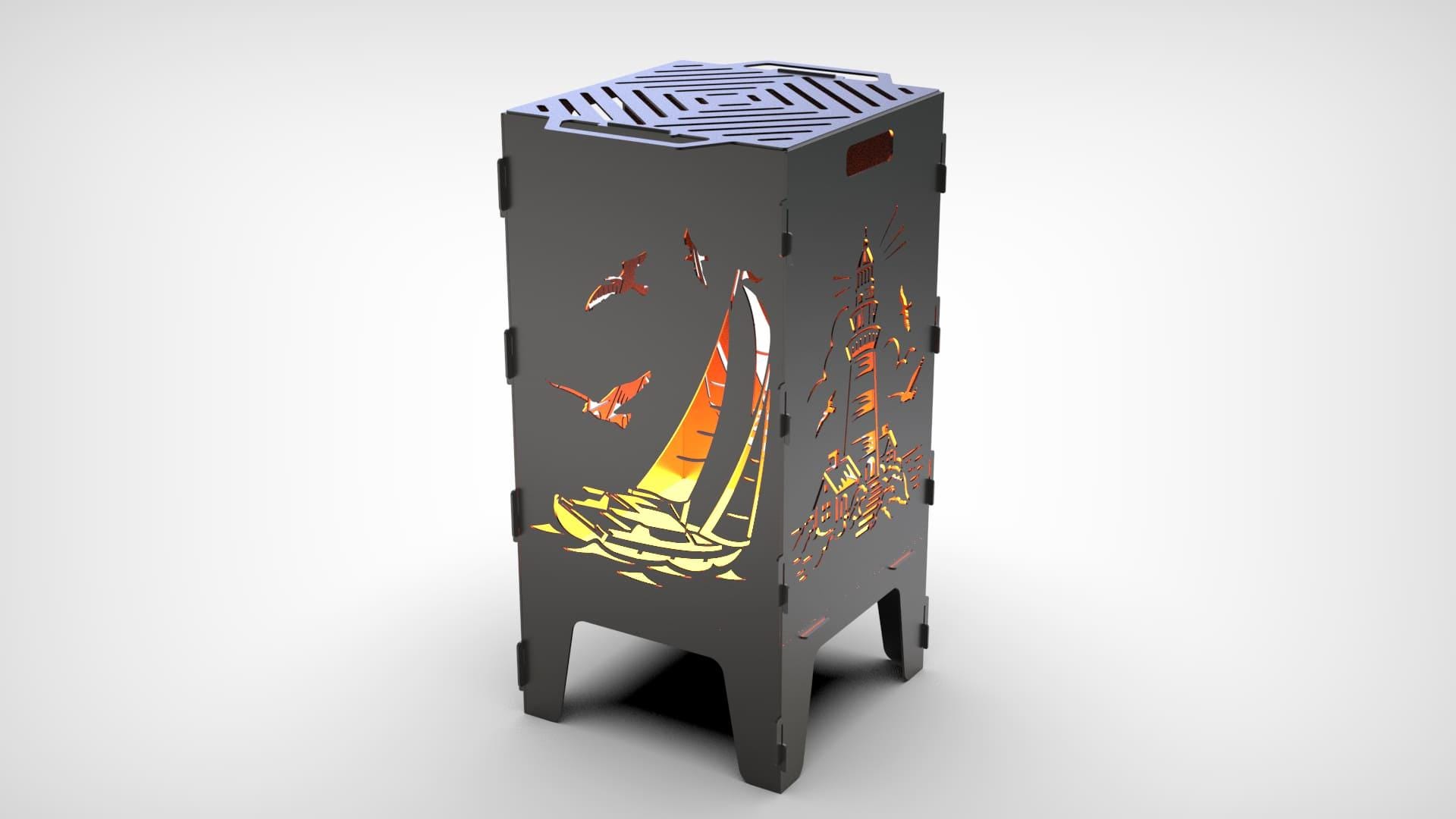 Lighthouse and Sailboat Fire Pit Grill DXF Files for Plasma, Laser, CNC ...