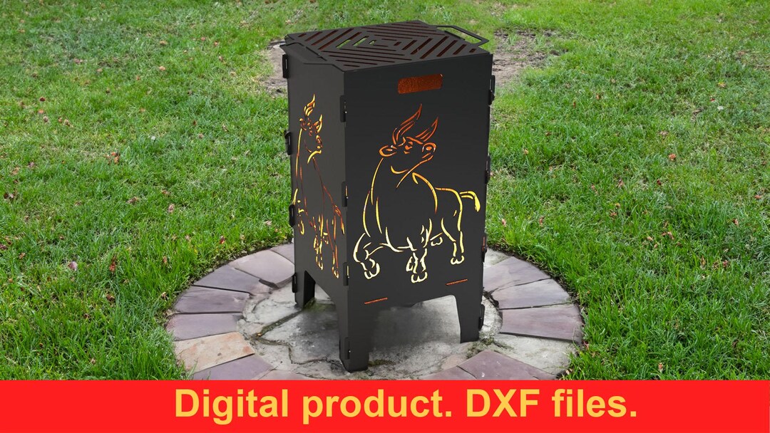 Bull Fire Pit Grill DXF Files for Plasma, Laser, Water Cut, CNC. Fire ...