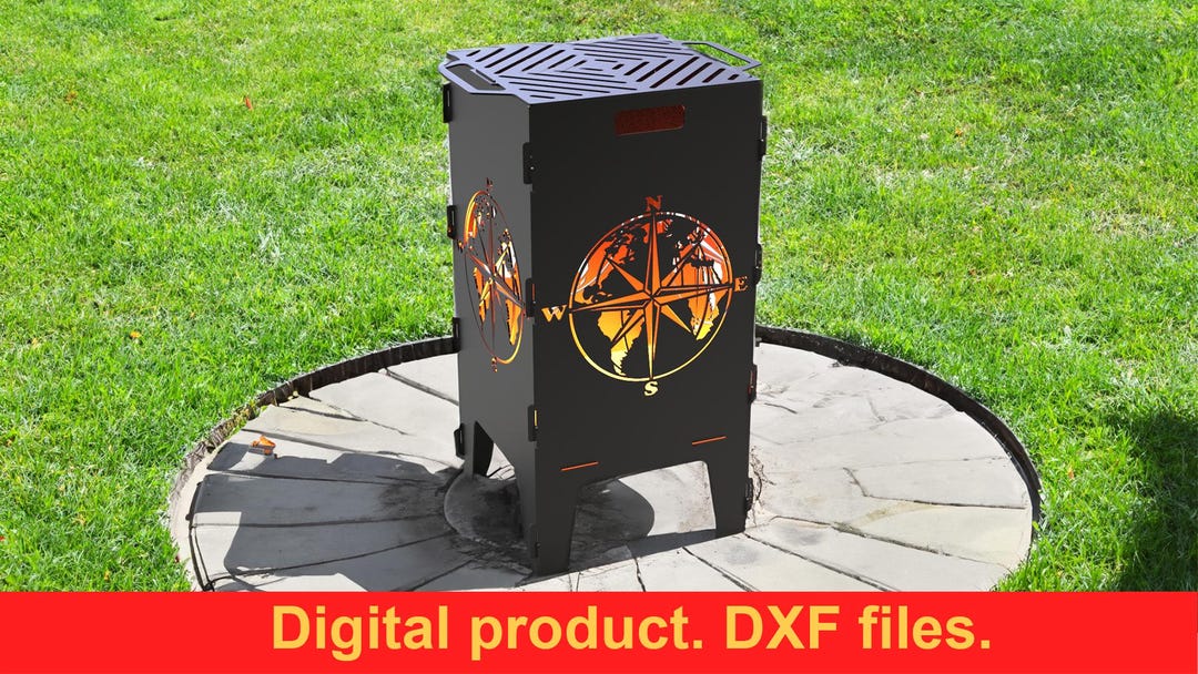 Compass Fire Pit Grill DXF Files for Plasma, Laser, Water Cut, CNC ...