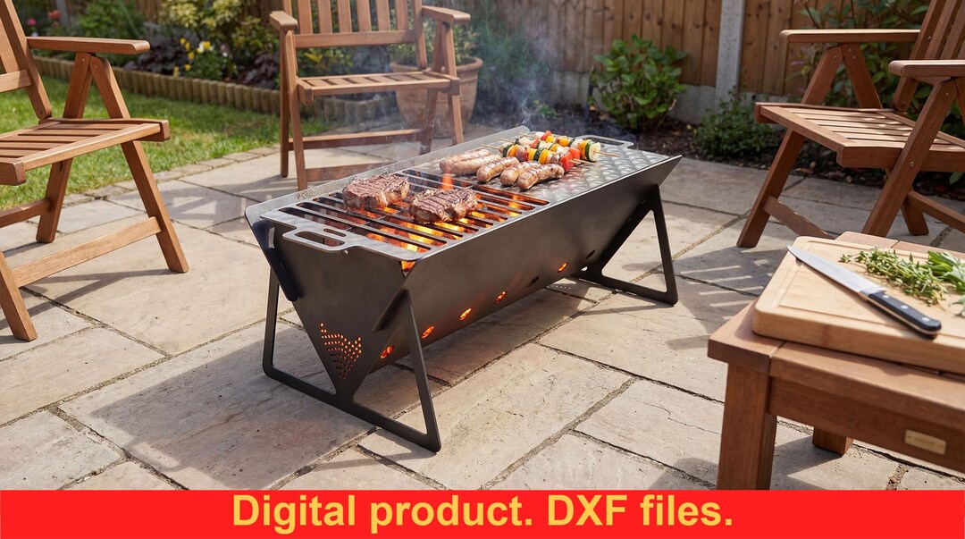 Long Fire Pit Grill DXF Files for Plasma, Laser, CNC Machines ...