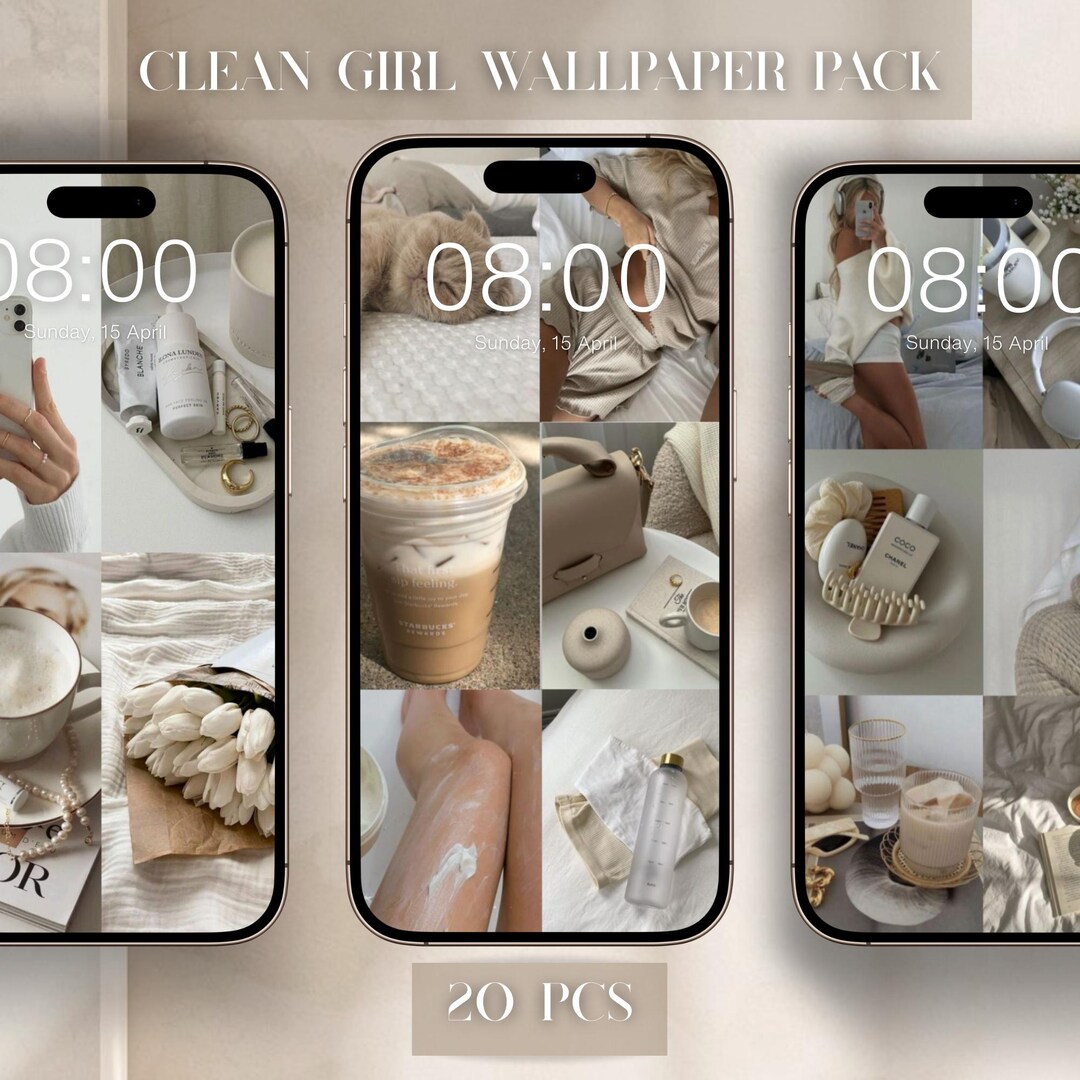 Clean Girl Aesthetic iPhone Wallpaper Pack | Neutral Beige Cream Phone ...