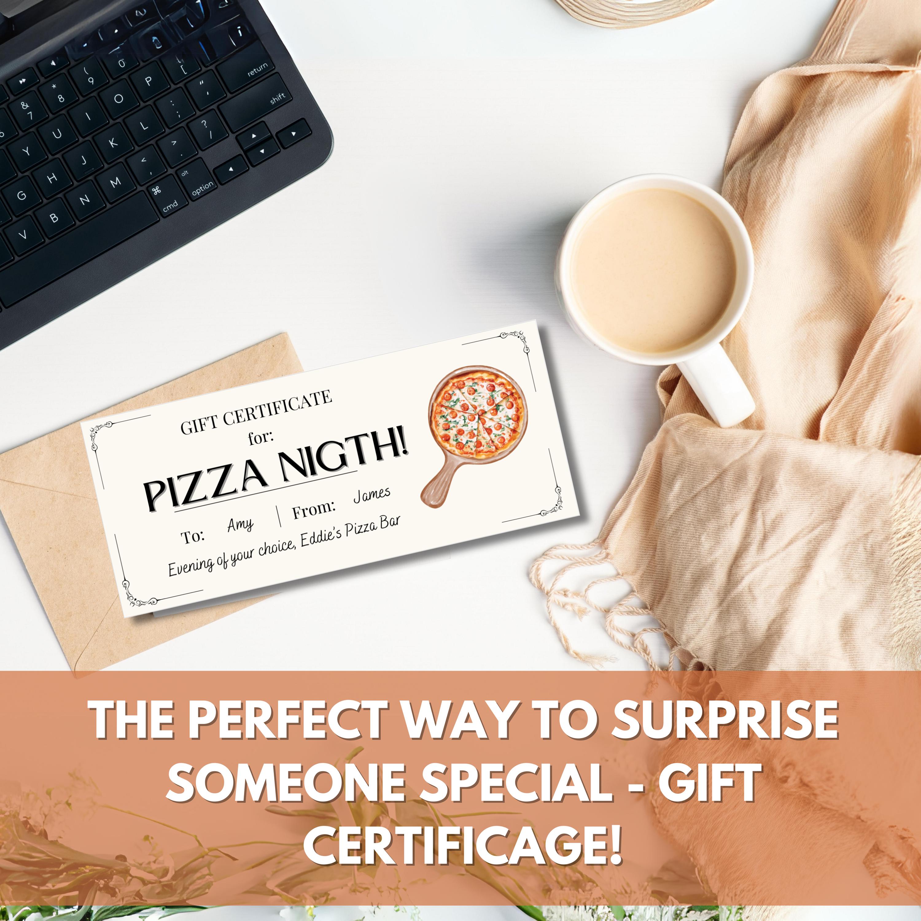 Pizza Night Gift Certificate Template, Editable Pizza Voucher Printable ...