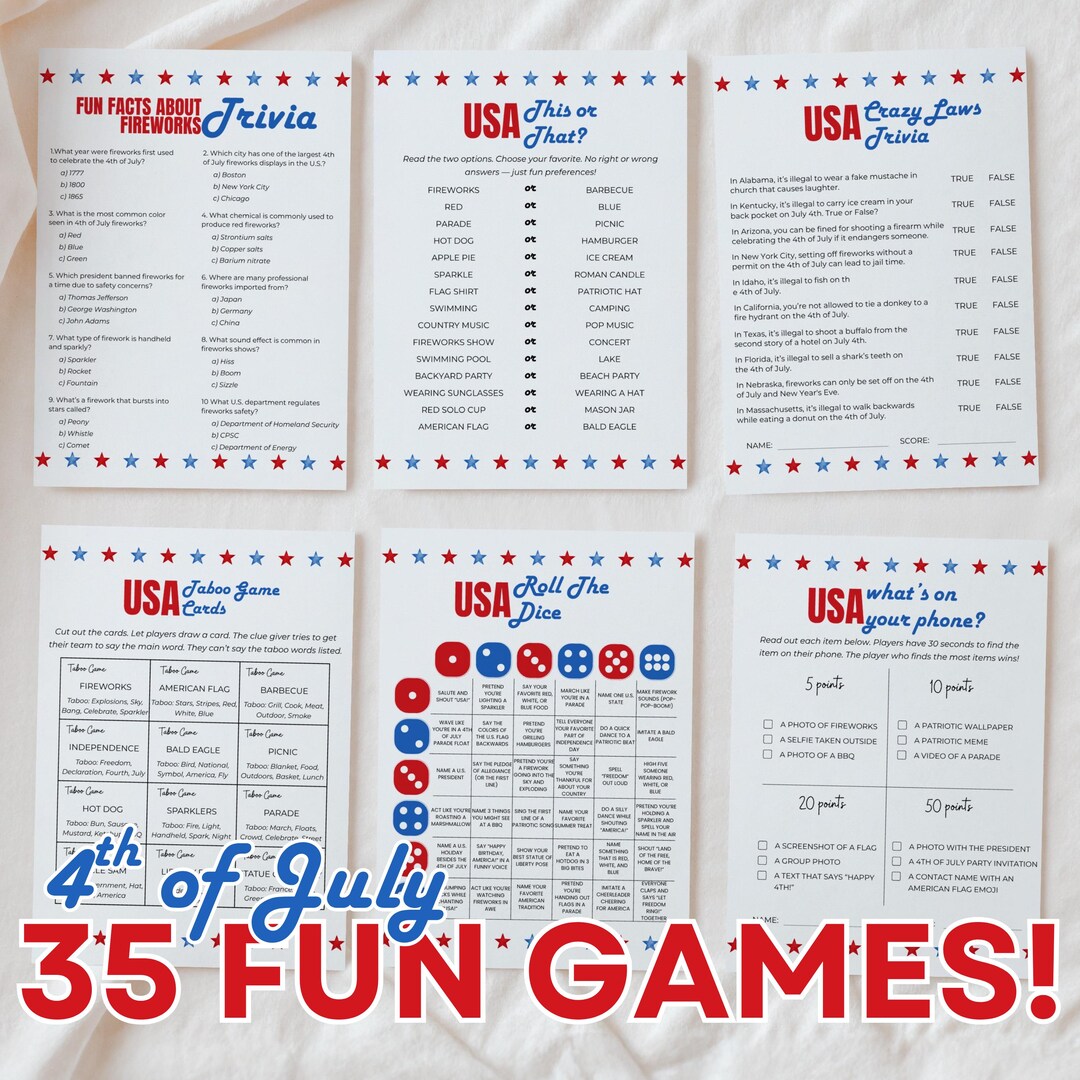 35 Fourth of July Games Printable MEGA Bundle, Patriotic Party ...