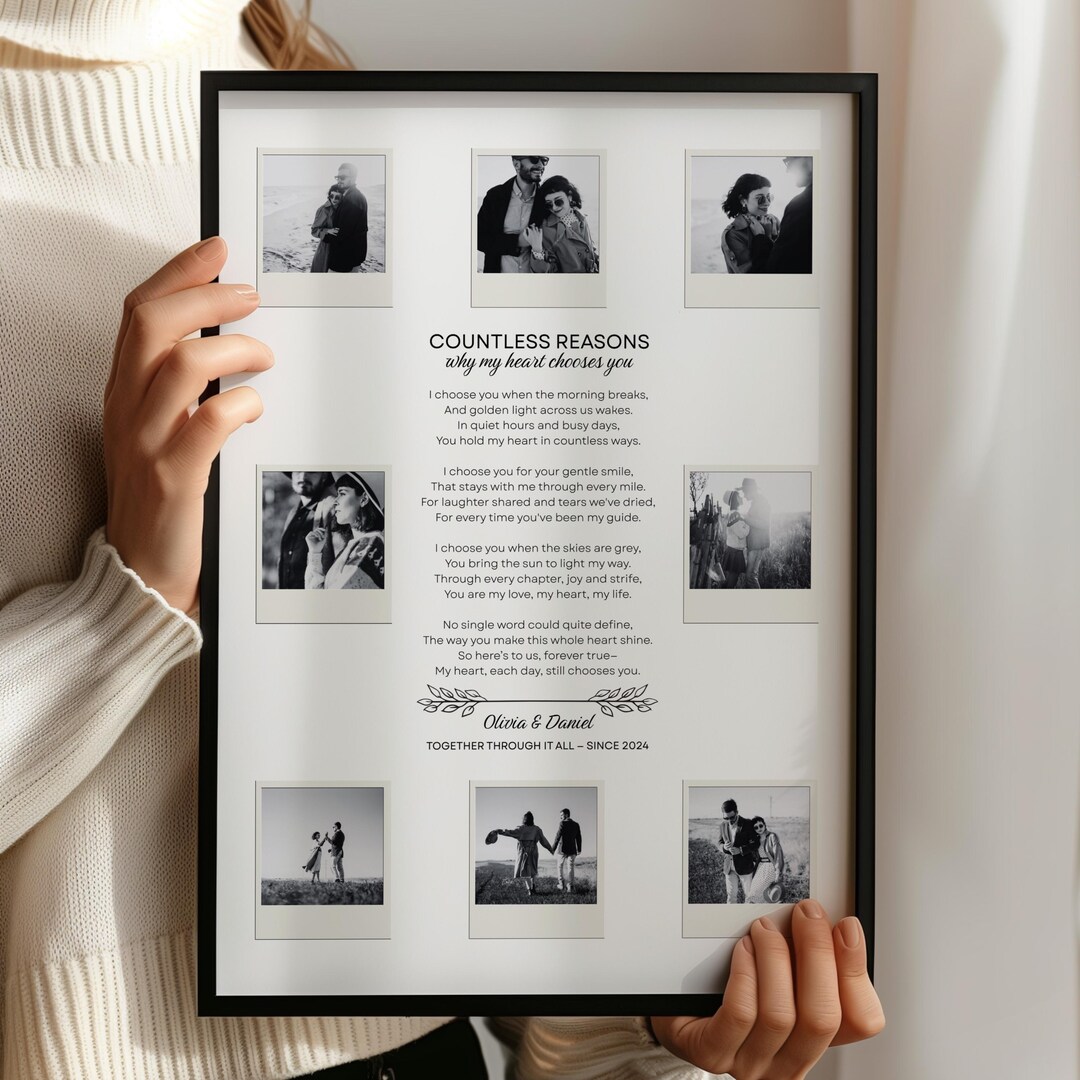 1st Anniversary Polaroid Template With Poem • Custom Couple Photo ...