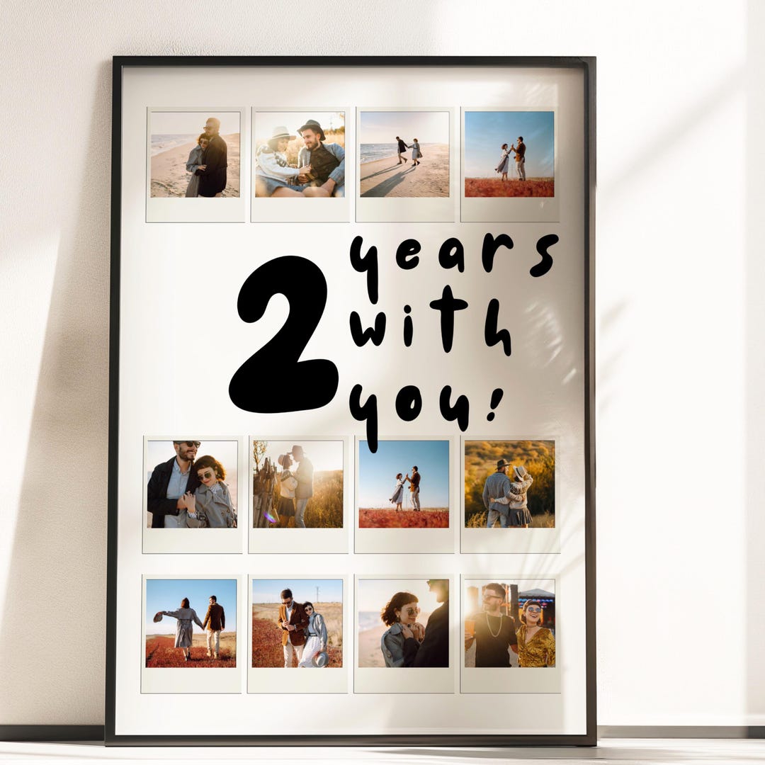 12 Polaroid Photo Anniversary Frame, 2 Years With You Gift for ...