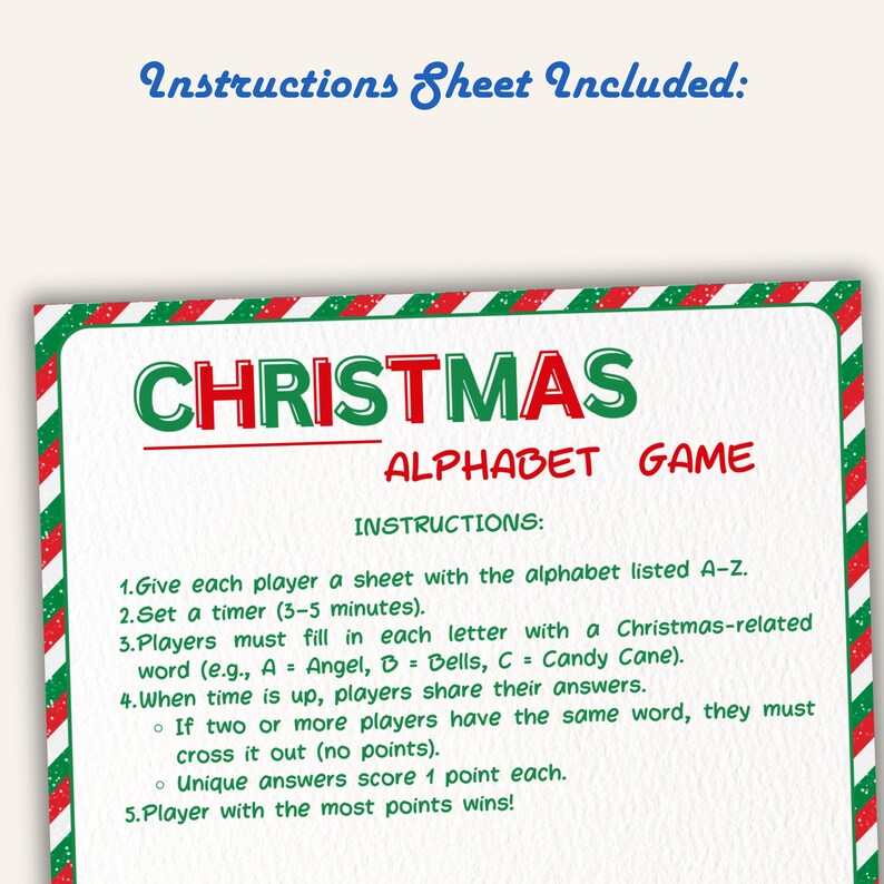 Christmas Alphabet Word Game Printable, Holiday Party Activity for Kids ...