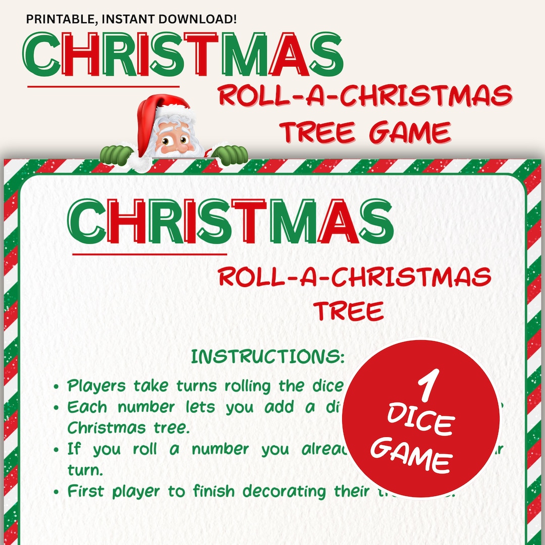 Roll a Christmas Tree Dice Game Printable, Fun Holiday Party Activity ...