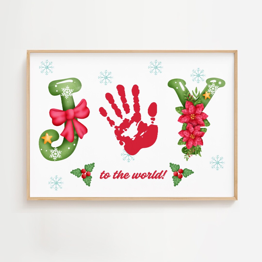 Christmas Handprint Art Template "joy to the World", Kids Holiday Craft ...