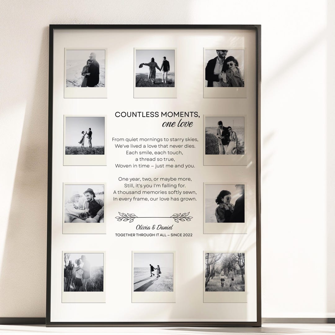 Polaroid Anniversary Photo Template • 1 Year Anniversary Gift for ...