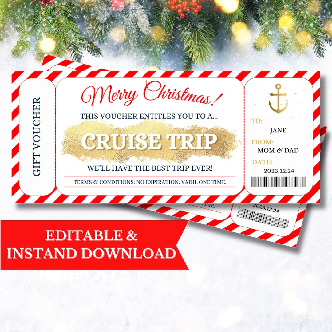 Editable Cruise Boarding Pass Gift Voucher, Printable Surprise Trip ...