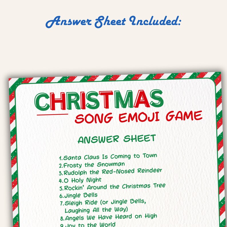 Christmas Song Emoji Quiz Game Printable, Fun Holiday Music Party Game ...