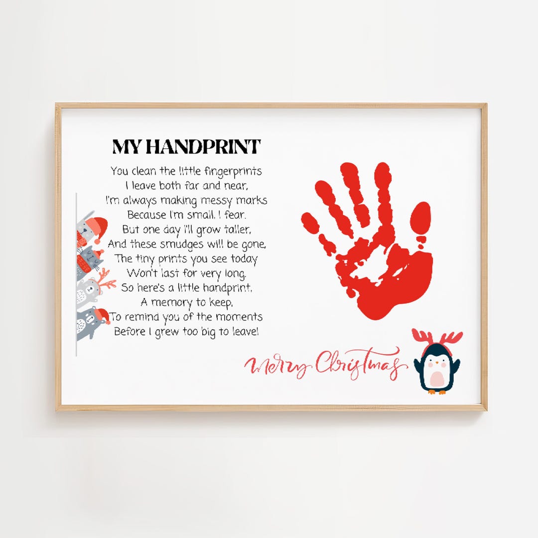Christmas Poem "merry Christmas" Handprint Craft Printable Gift, Kids ...
