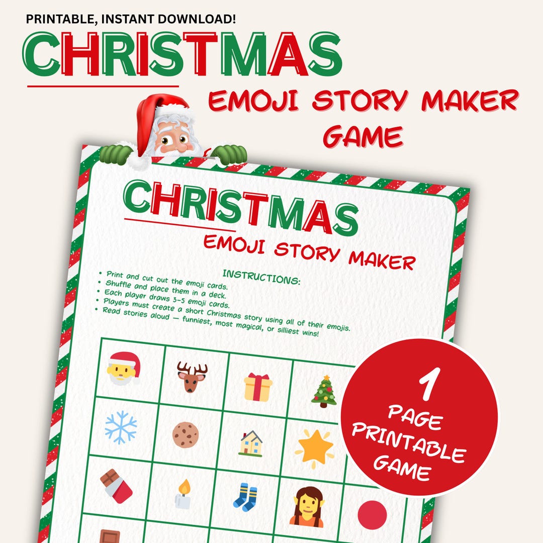 Christmas Emoji Story Maker Printable, Holiday Creative Writing Game ...