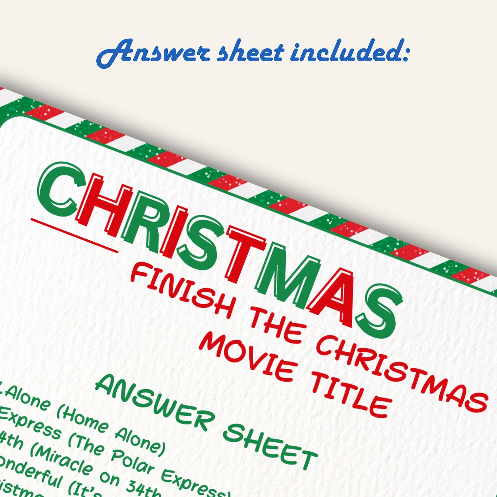 Finish the Christmas Movie Title Game – Printable Holiday Trivia, 20 ...